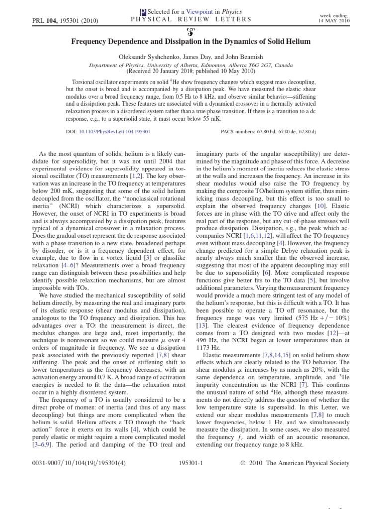 Oleksandr Syshchenko, James Day and John Beamish - Frequency Dependence ...