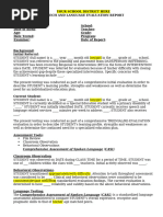 CELF-5 Speech Evaluation Report | PDF | Linguistics | Human Communication