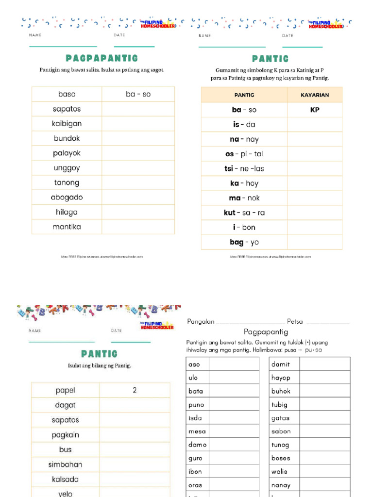 WORKSHEET PATINIG | PDF