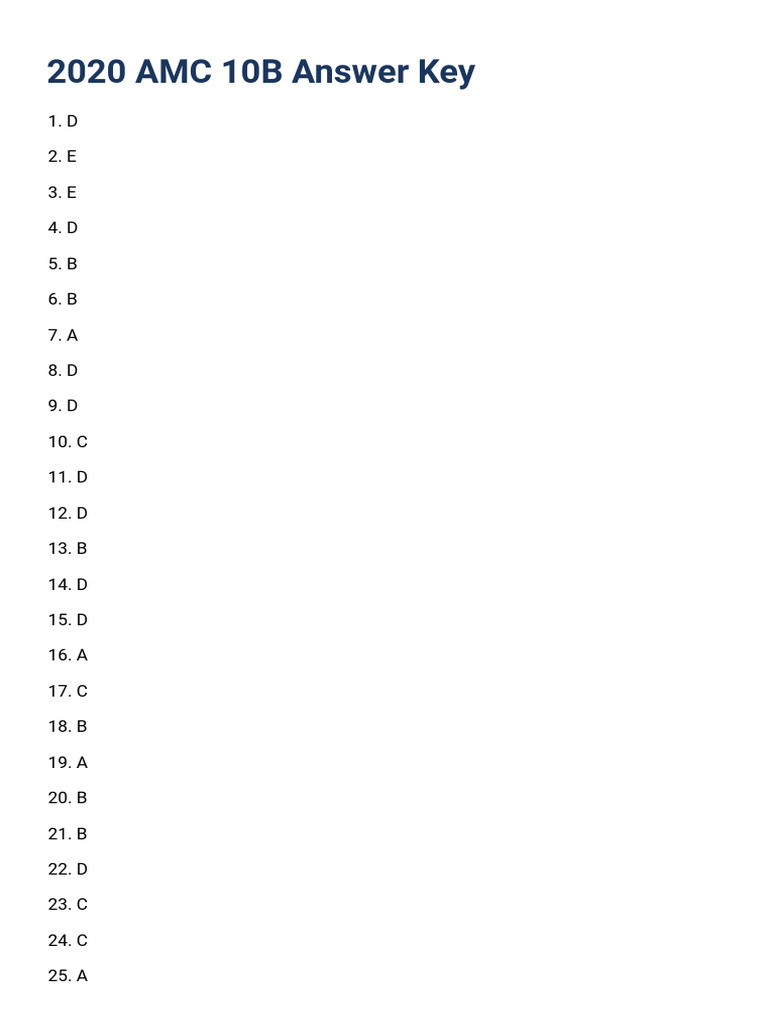 2020 Amc 10b Key | PDF