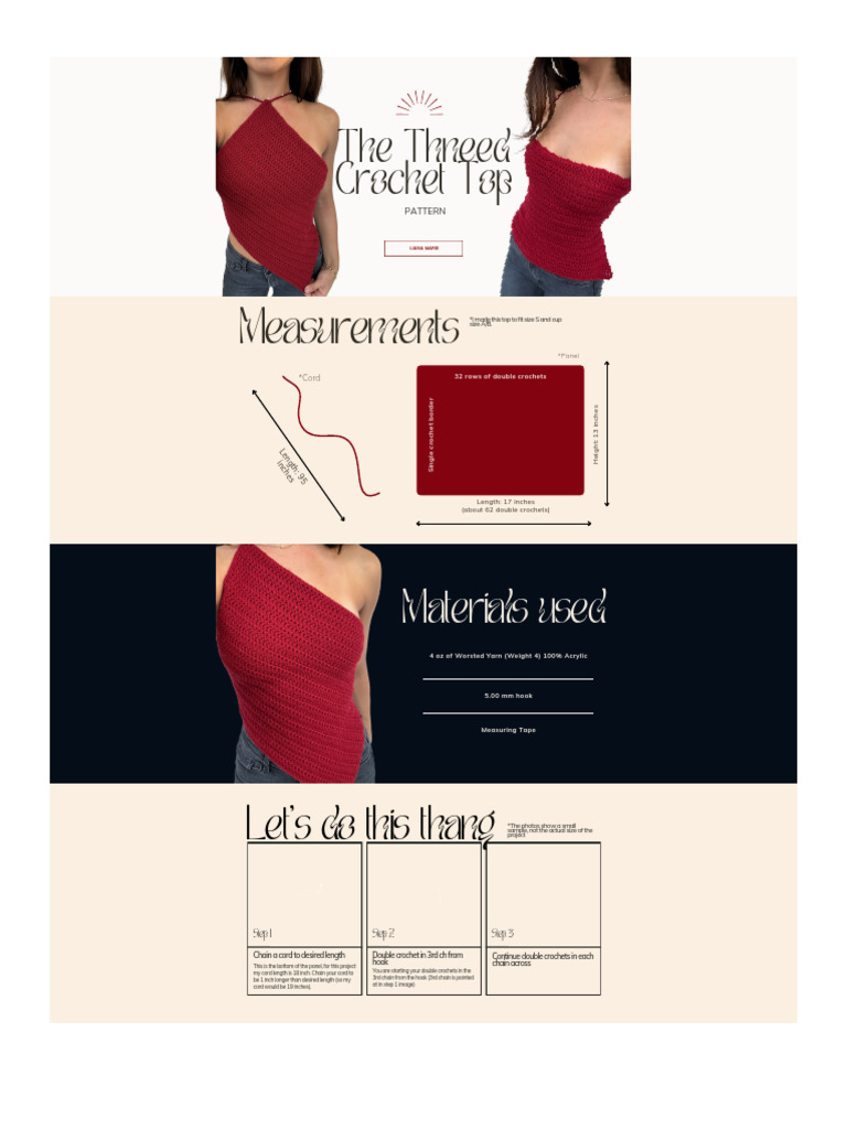 Thneed Crochet Top Pattern Guide | PDF | Crochet | Figured Fabrics