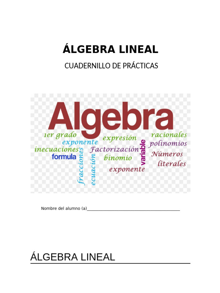 Cuadernillo de Prácticas de Álgebra Lineal | PDF | Álgebra | Ecuaciones
