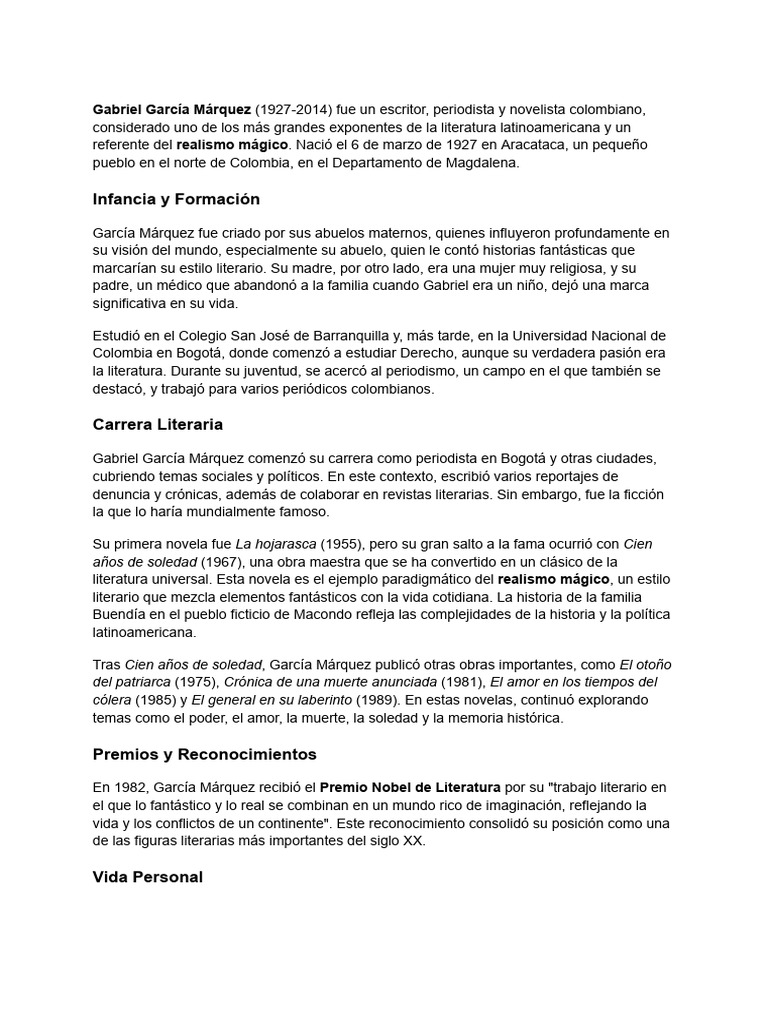Documento Sin Título - Documentos de Google | PDF | Gabriel García Márquez