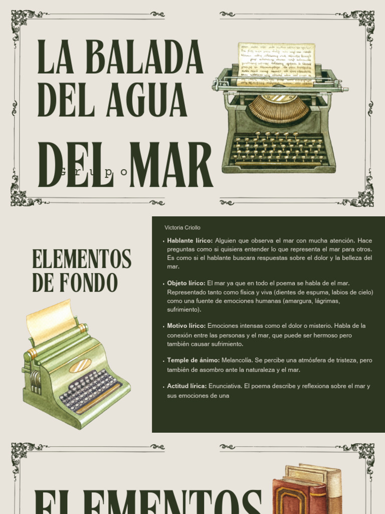 Analizis de Elementos Del Poema La Balada Delagua Del Mar PDF | PDF ...