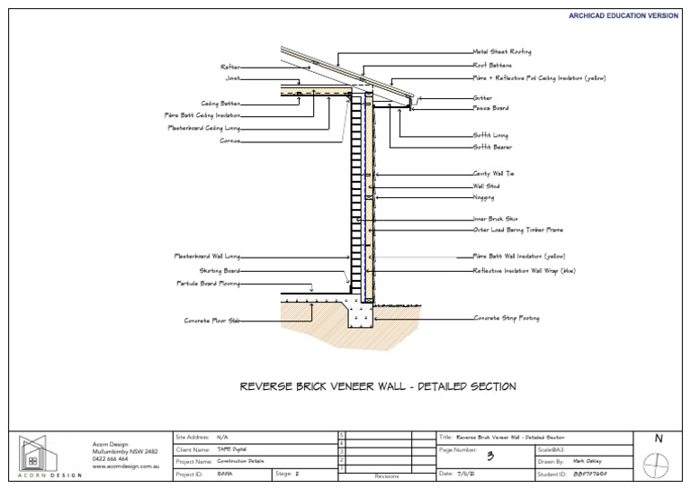 3 Reverse Brick Veneer Wall - Detailed Section | PDF | Wall | Framing (Construction)
