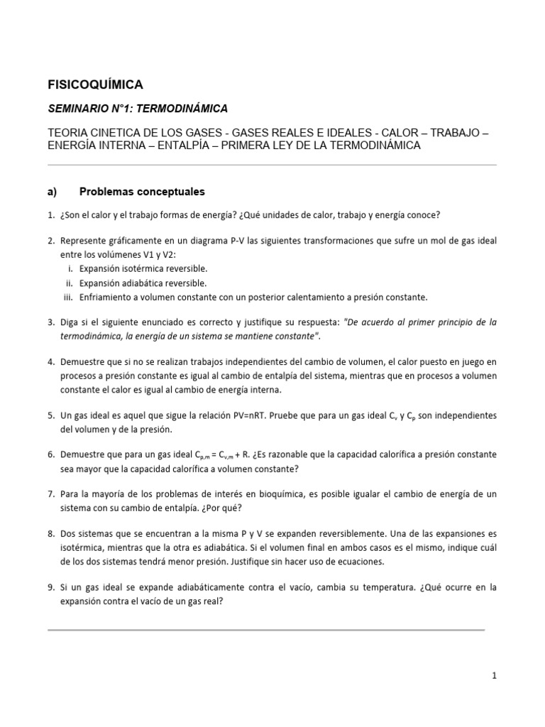 Modulo1 Seminario1 | PDF | Gases | Entalpía