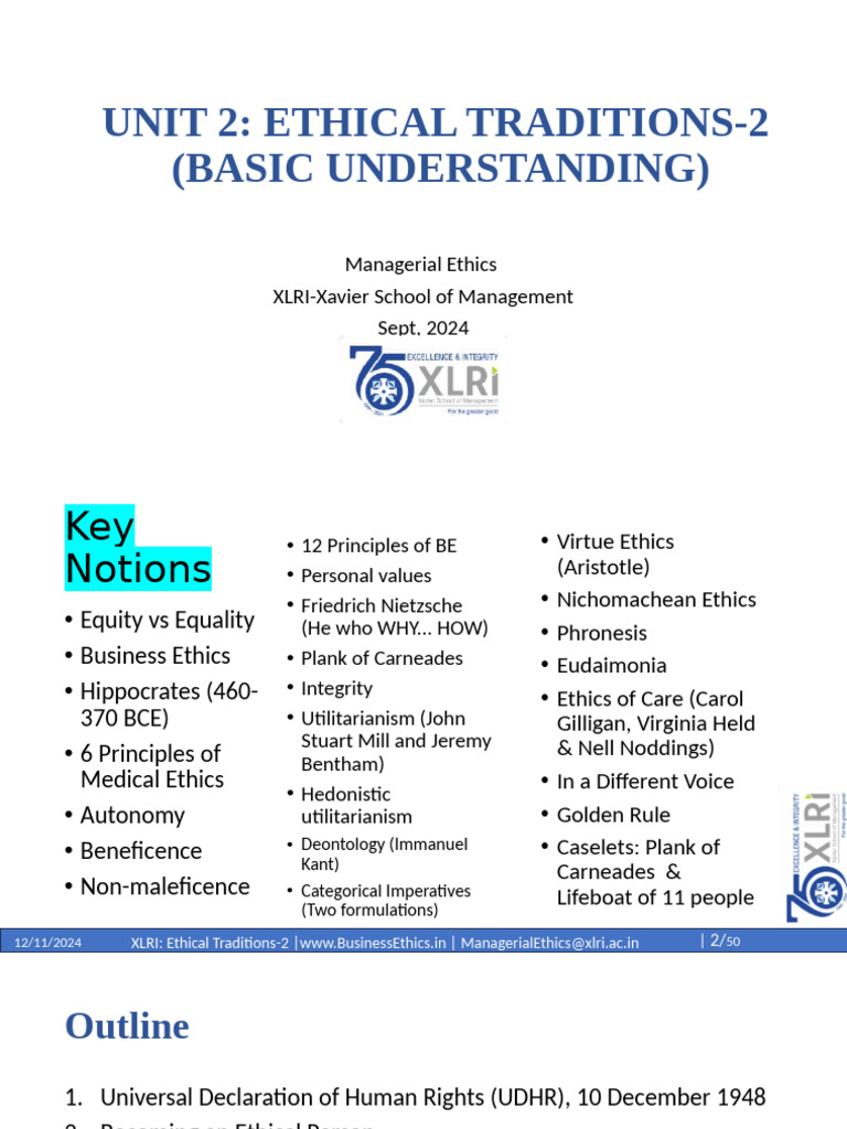 2.MEH Ethical Traditions 2 Video Oct2024 | PDF | Reason | Justice