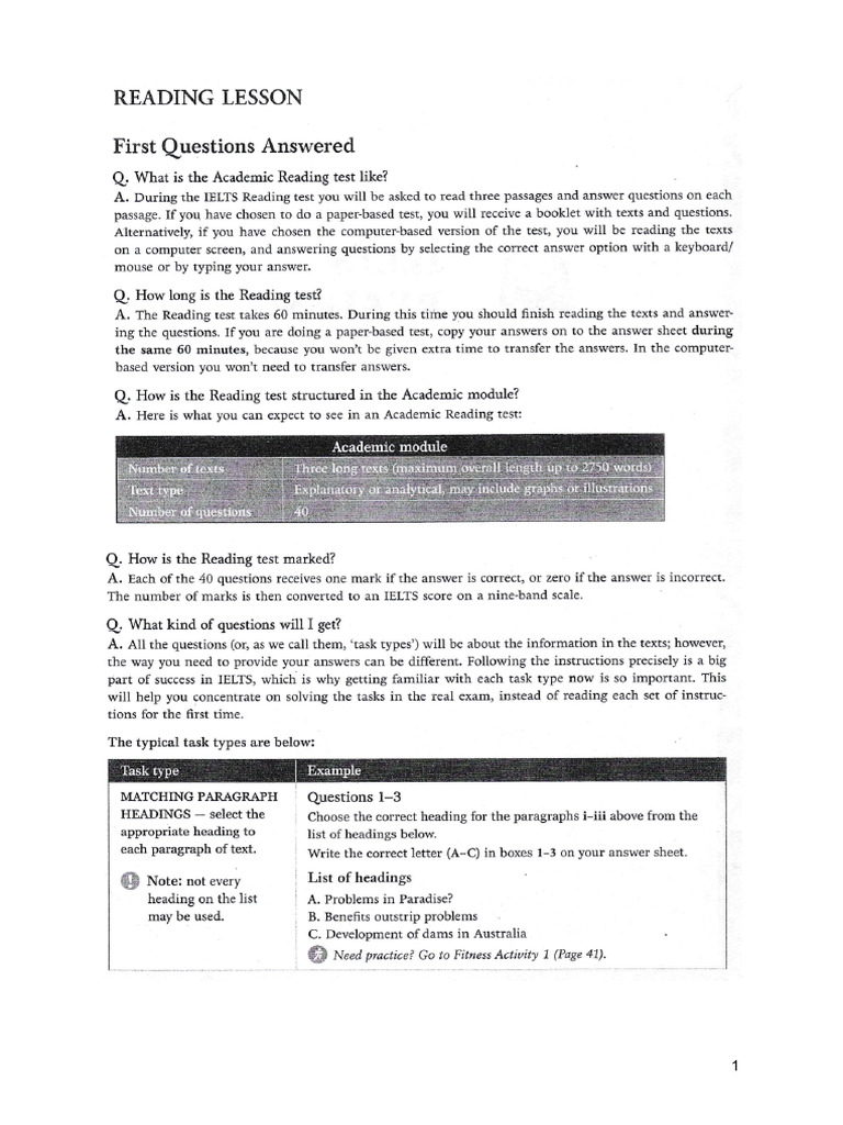 L1 - HW - Reading Task Types & Practice | PDF