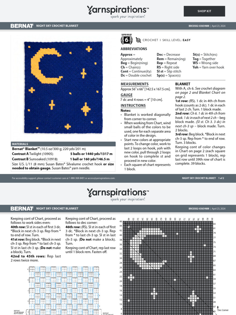 Night Sky Blanket | PDF | Crochet | Ropework