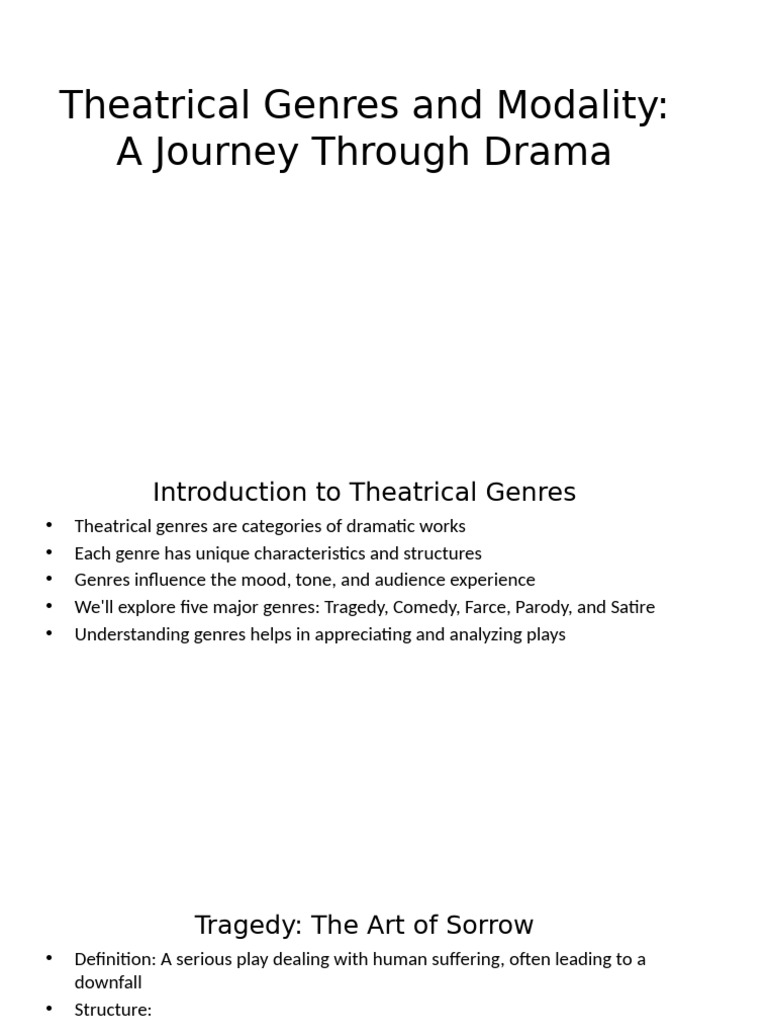 Exploring Theatrical Genres and Styles | PDF | Comedy | Tragedy