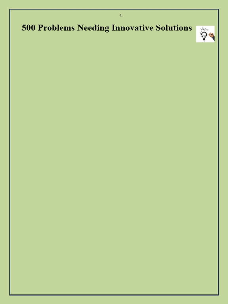500 Problems Needing Innovative Solutions | PDF | Artificial ...