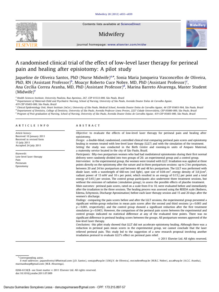 A Randomised Clinical Trial of The Effect of Low Level Laser Therapy ...