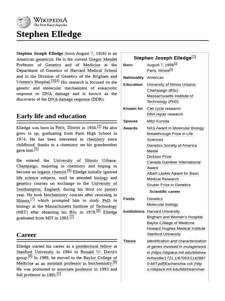 Stephen Elledge | PDF | Cellular Processes | Biochemistry