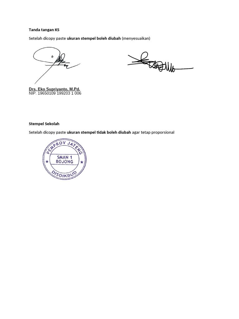 Tanda Tangan dan Stempel Sekolah | PDF