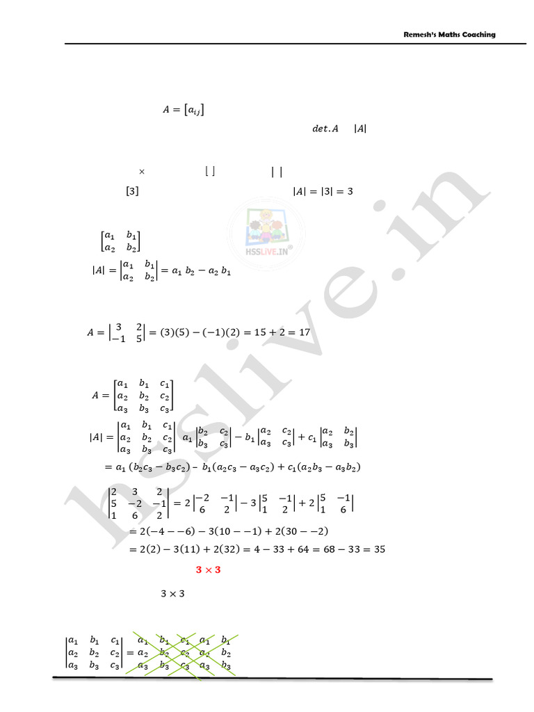 Hsslive Xii Maths Ch4 Determinants | PDF | Functions And Mappings | Algebra