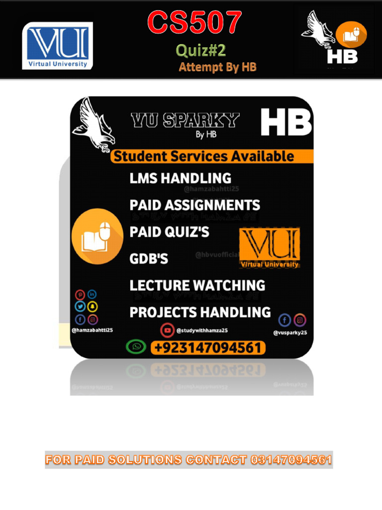 CS507 QUIZ#2 BY HB (@studywithhamza25) | PDF | C (Programming Language) | Class (Computer ...
