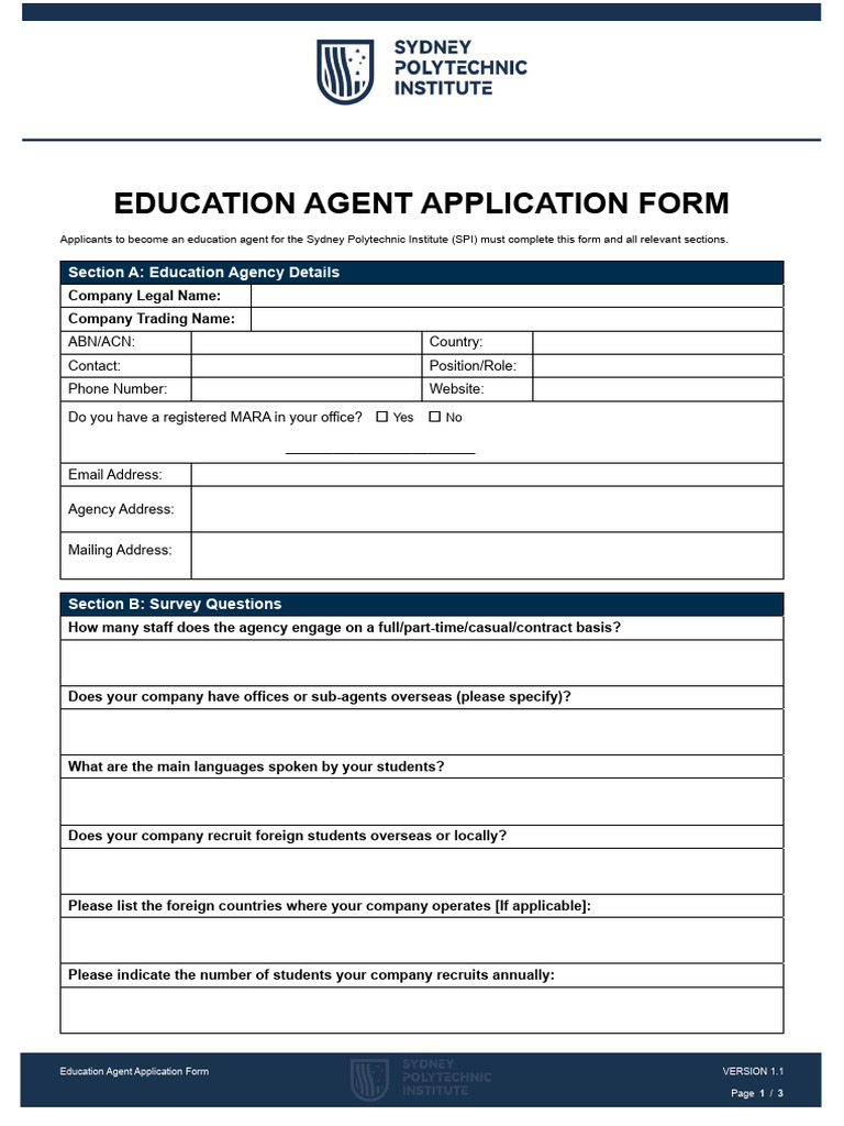 Education Agent Application Form | PDF | Information | Justice