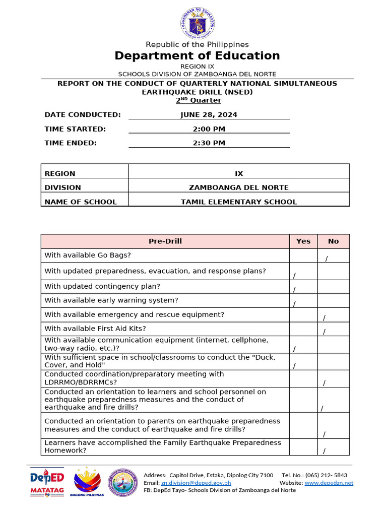 2024 NSED Report 2ND QUARTER | PDF | Civil Defense | Emergency Management