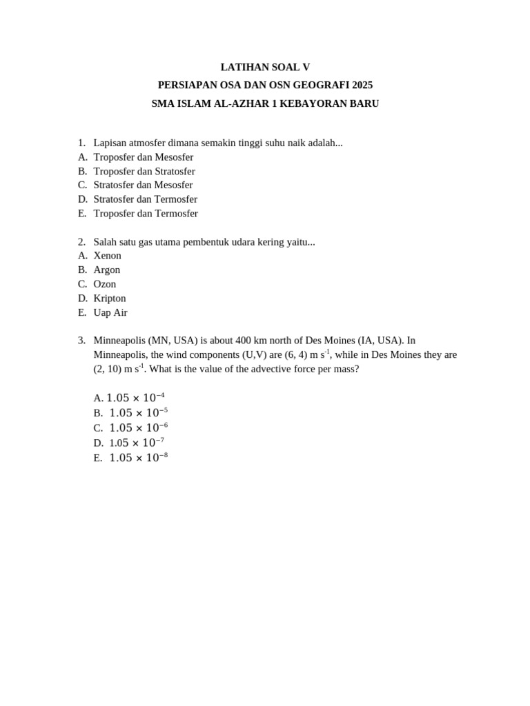Soal Tryout KSN Science Eduka Geografi | PDF