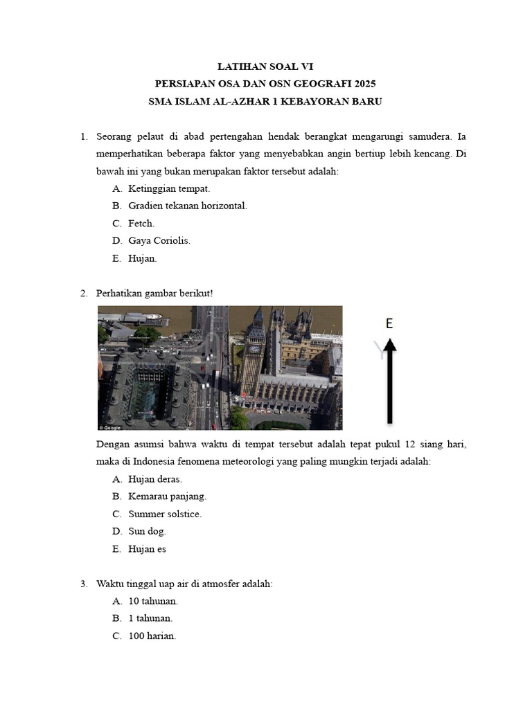 Soal Geografi untuk SMA Al-Azhar 1 | PDF