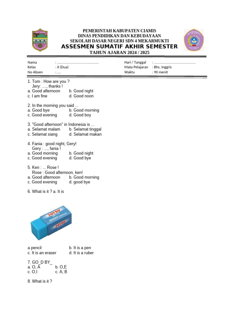 ASAS BHS Inggris Kelas II | PDF