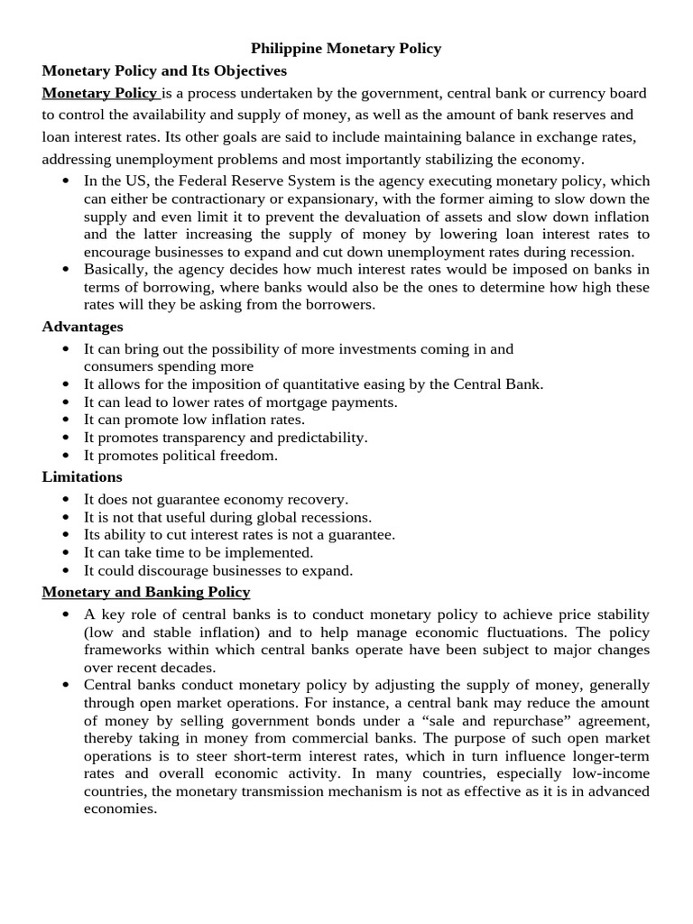 Philippine Monetary and Fiscal Policy Guide | PDF | Fiscal Policy ...