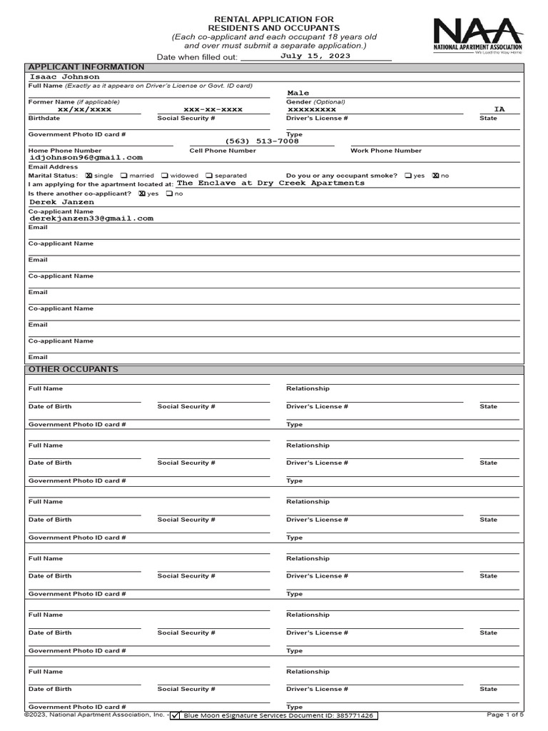 The Enclave Appt Application | PDF | Lease | Fee