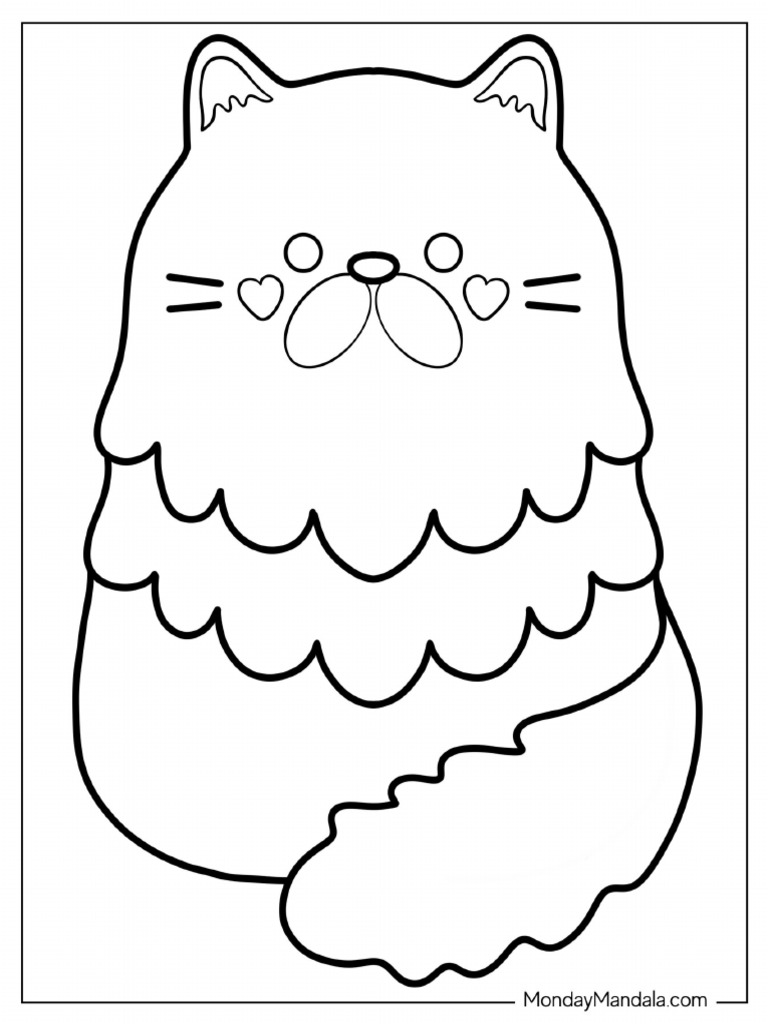 Coloring Page of Furry Cat | PDF
