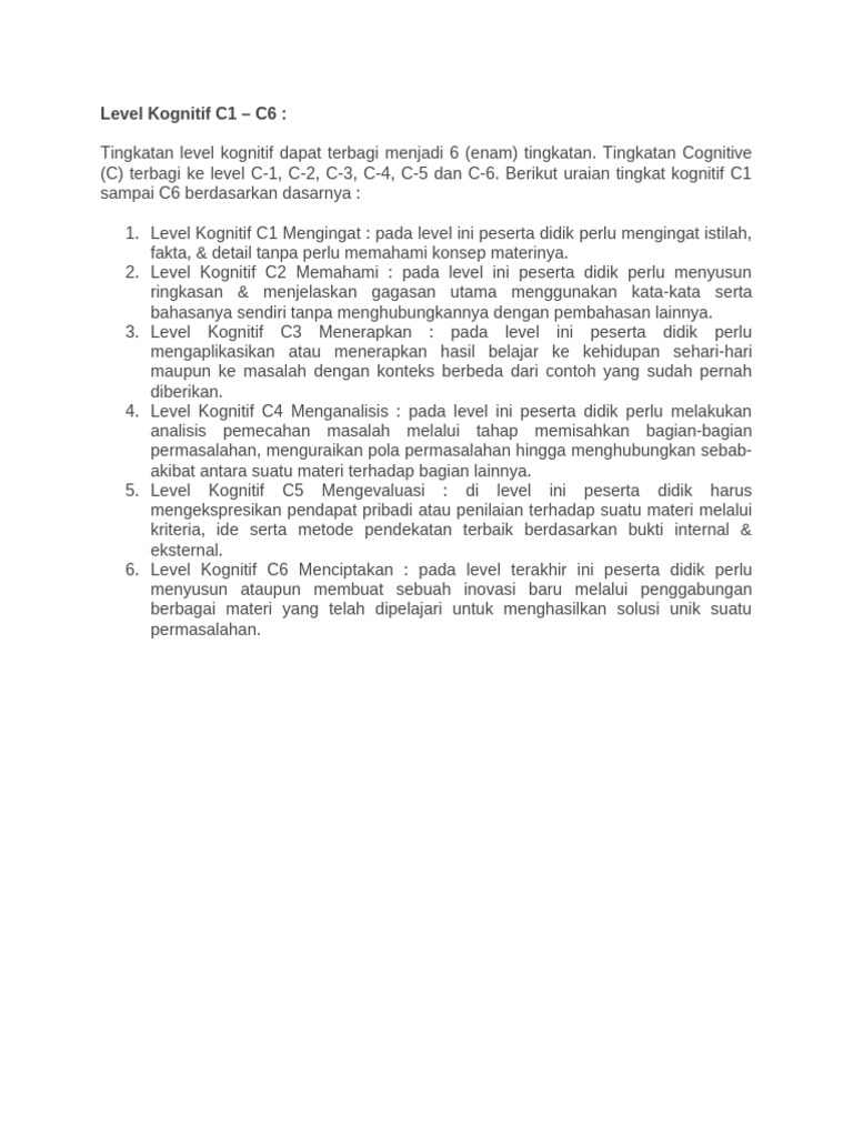 Level Kognitif C1 (1) | PDF