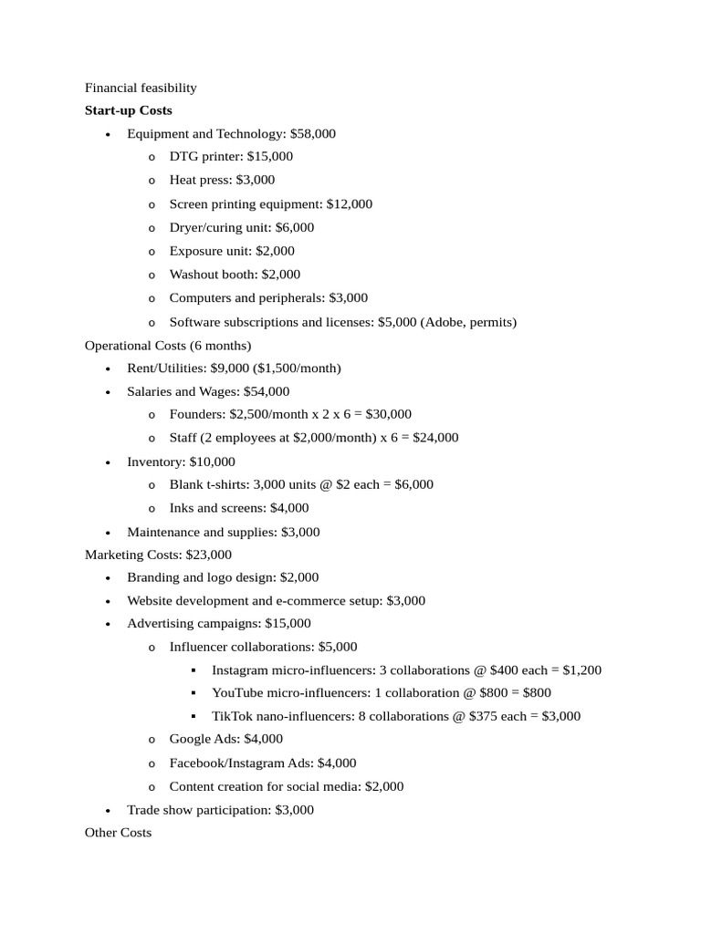 feasibility report | PDF | T Shirt | Equity (Finance)