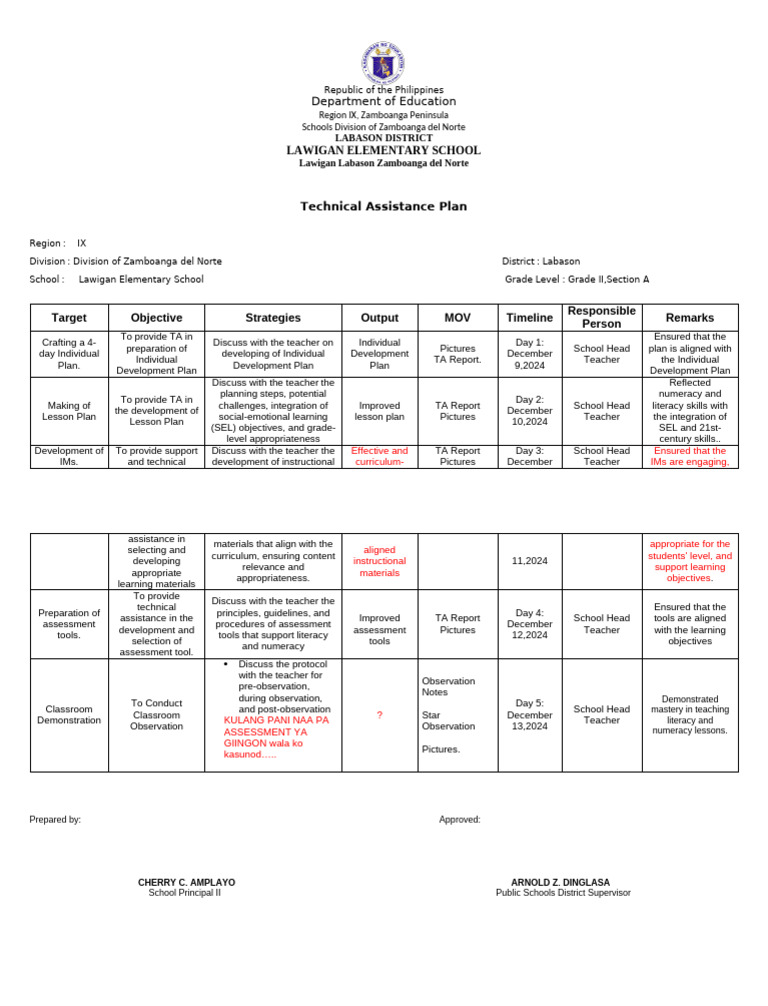 technical assisstance | PDF | Teachers | Lesson Plan