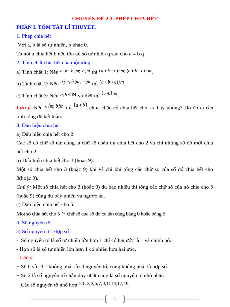 Tinh Chat Chia Het So Tu Nhien | PDF