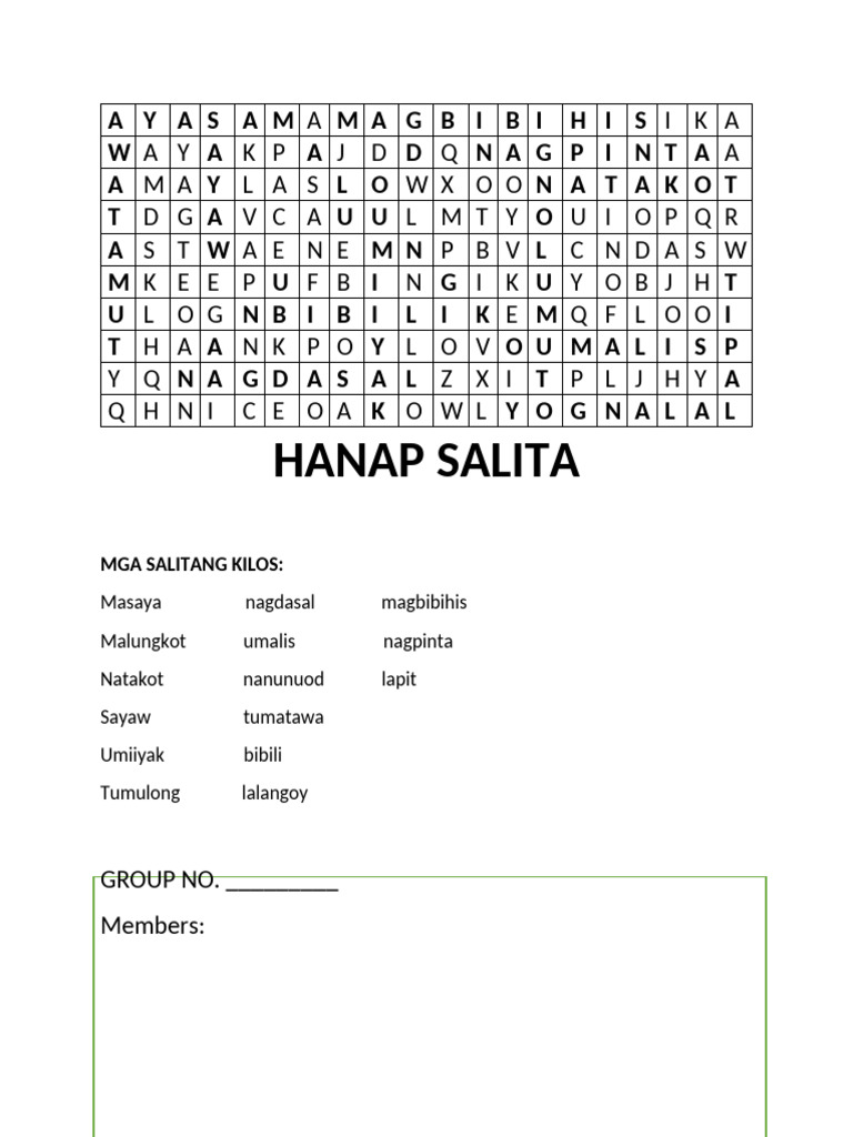 Hanap Salita - Activity Sheet | PDF