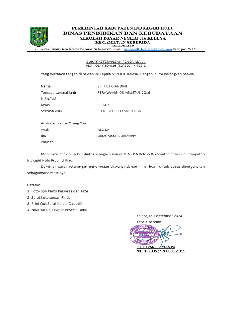 Rekom Sri Putri Andini | PDF