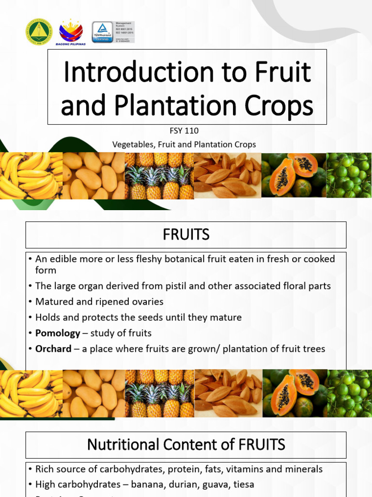Introduction To Fruit An Plantation Crops | PDF | Fruit | Soil