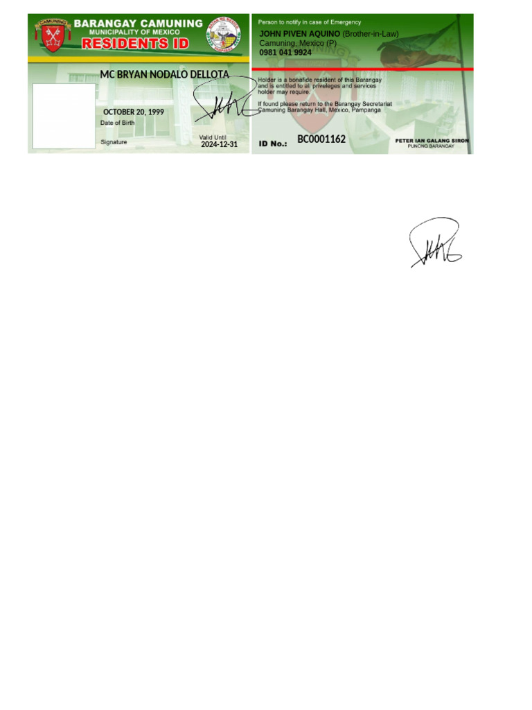 Barangay Id | PDF