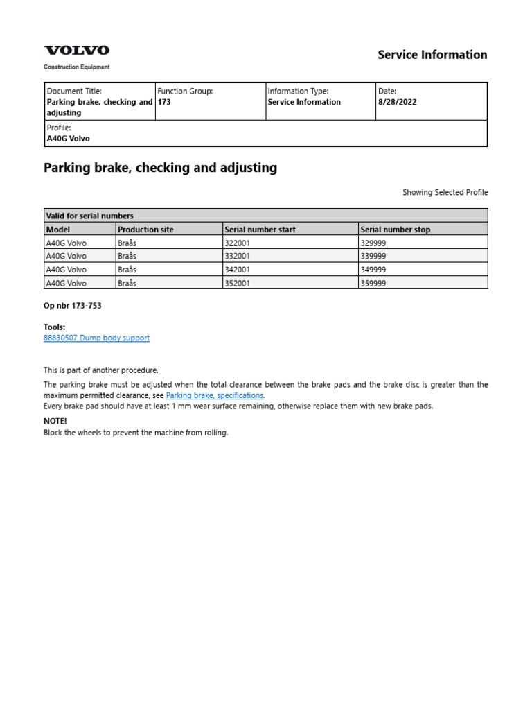 173 - Parking Brake, Checking & Adjusting | PDF | Brake | Screw