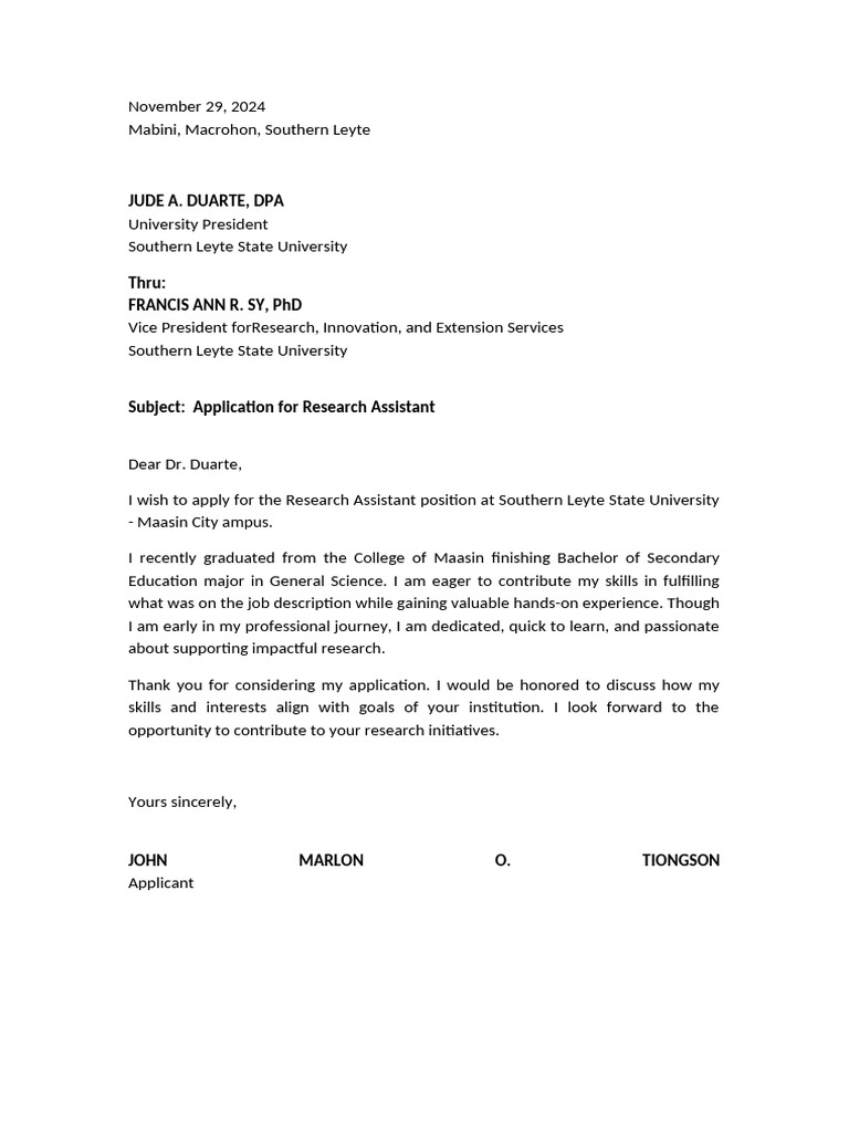 APPLICATION LETTER | PDF