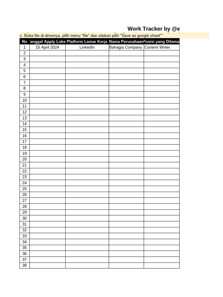 Work Tracker Template by Eunuyyaa | PDF