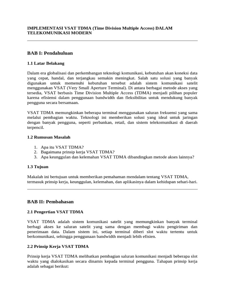 IMPLEMENTASI VSAT TDMA | PDF