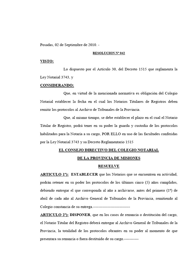 Res41 Archivo de Protocolo | PDF | Gobierno | Derecho Civil (Common Law)