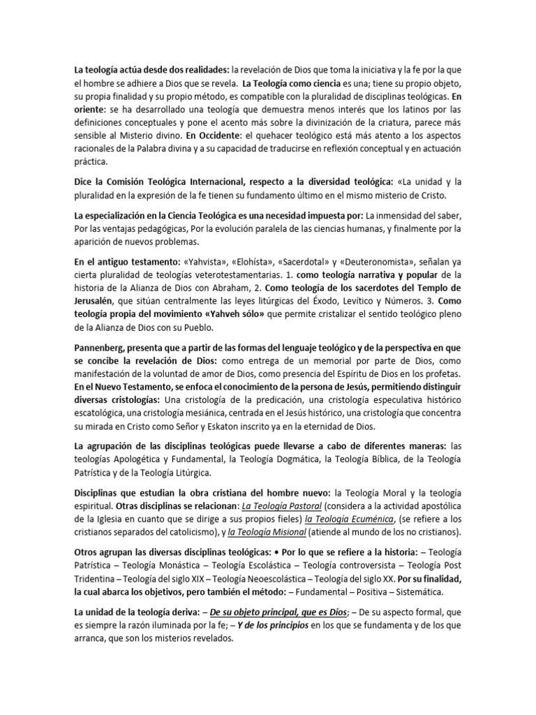 Teología: Métodos y Diversidad Disciplinares | PDF | Teología | Iglesia ...