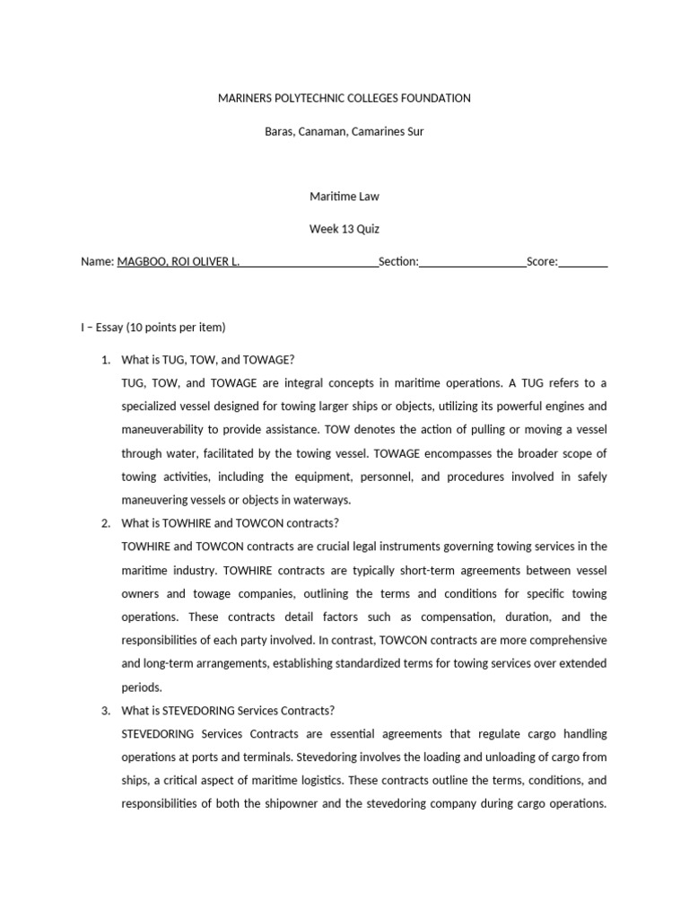 Marlaw Quiz #3 | PDF