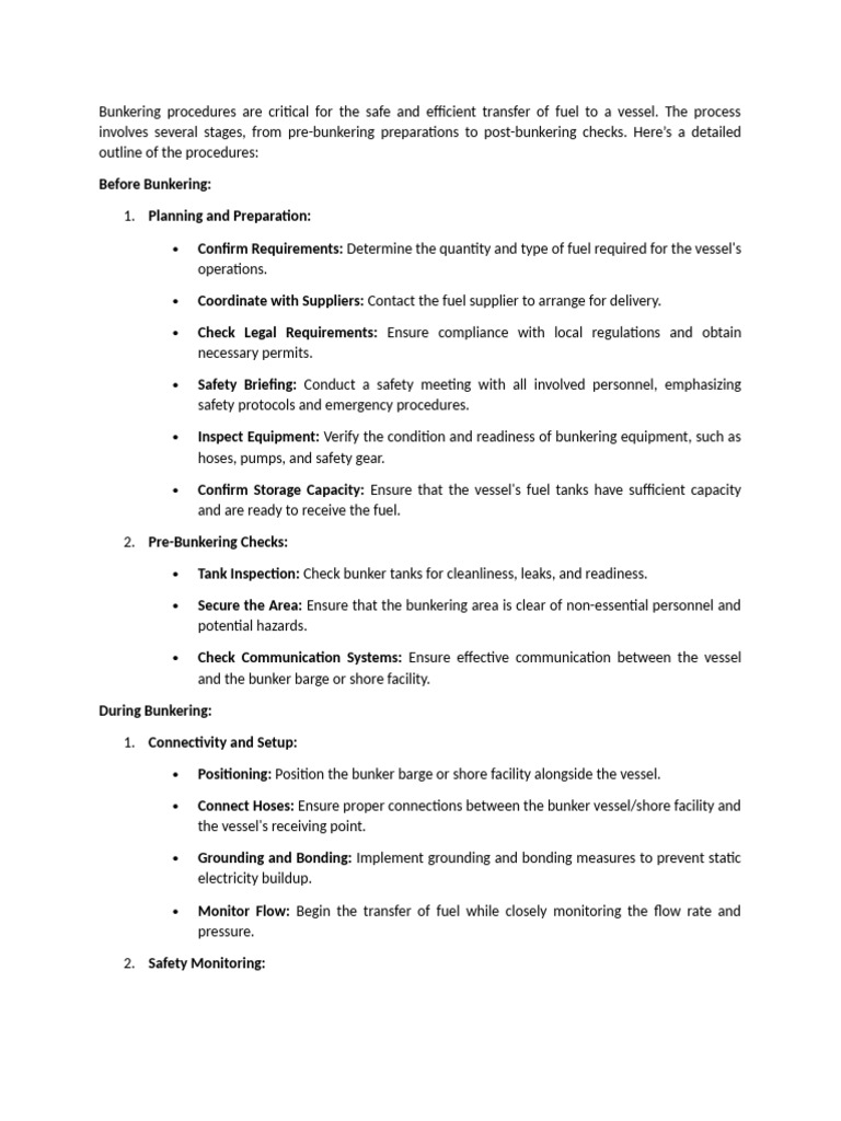 Bunkering Procedures Are Critical For The Safe and Efficient Transfer ...