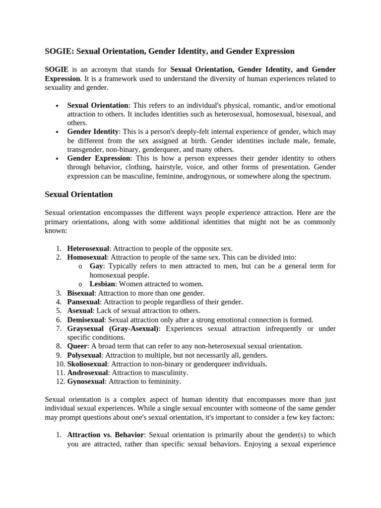 SOGIE Explanation | PDF | Sexual Orientation | Gender