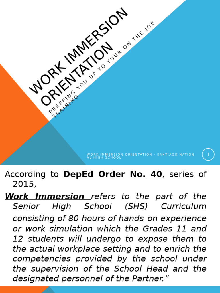 Work-Immersion-Orientation (3) | PDF | Morality | Partnership