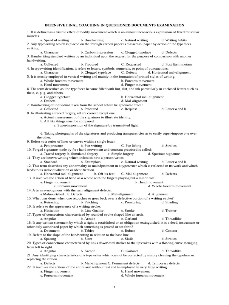 INTENSIVE IN QDE | PDF | Forgery