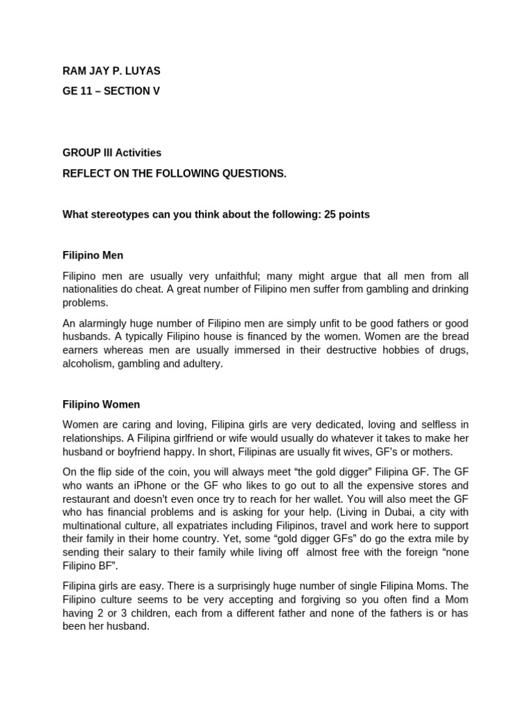 GE 11 ACTIVITY 6 | PDF | Gender | Gender Studies