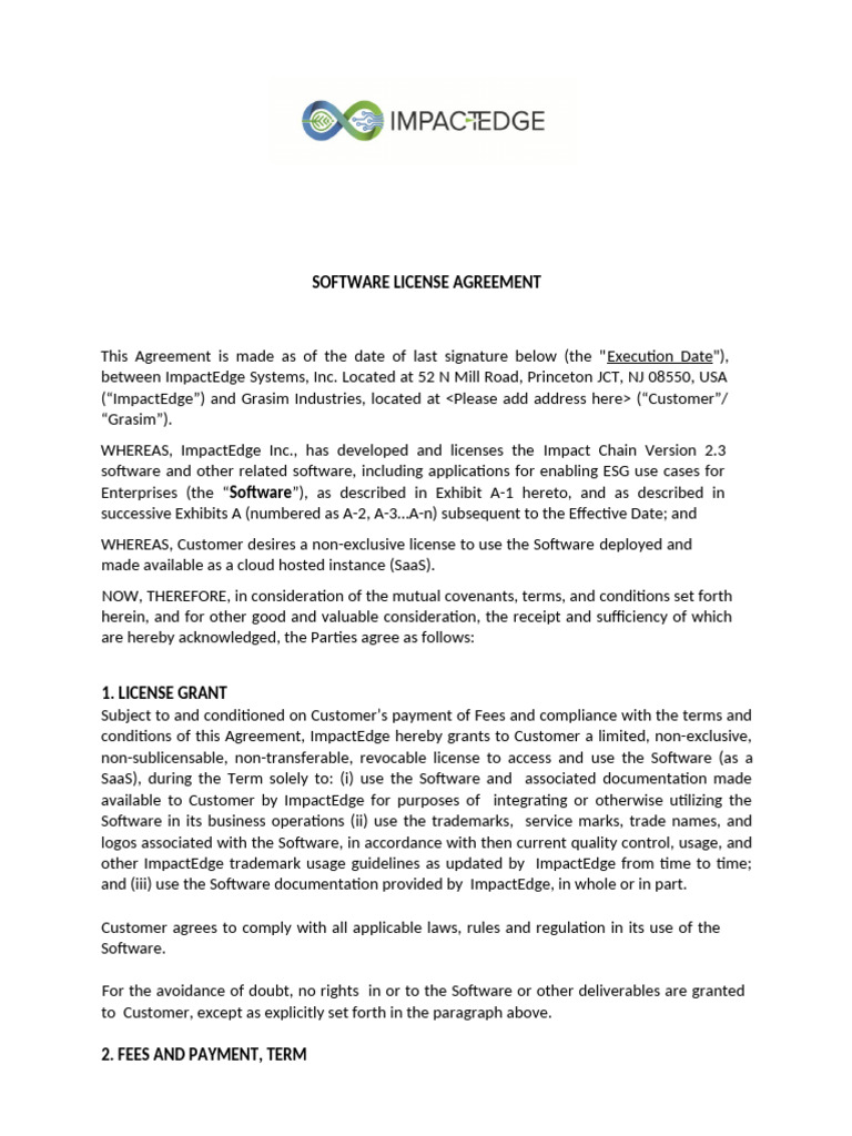 SaaS Software License Agreement | PDF | Legal Remedy | Breach Of Contract