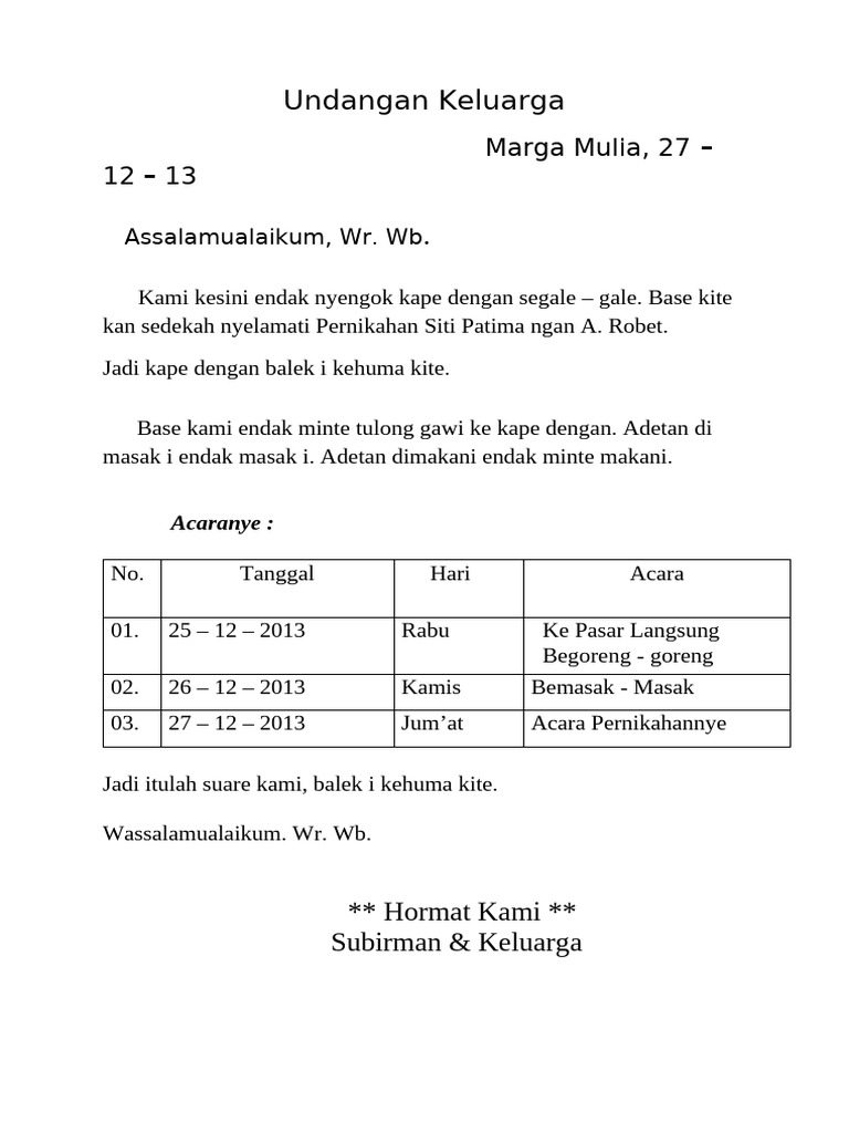 Undangan Keluarga | PDF